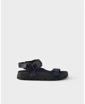 Prada Suede And Woven Tape Sporty Sandals - Blue