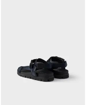 Prada Suede And Woven Tape Sporty Sandals - Blue