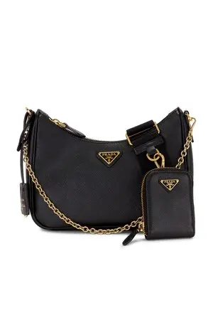 Prada Saffiano Re-edition 2005 Shoulder Bag - Black