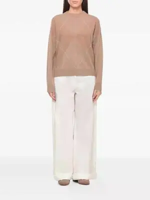 Peserico Embellished Diamond-knit Sweater - Brown