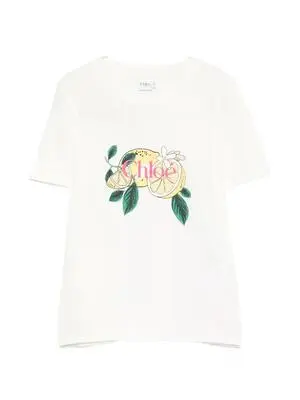 Chloé Lemon-print Logo-print T-shirt - White