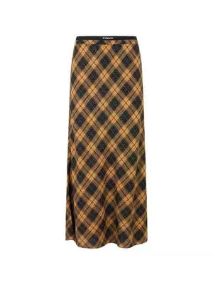 Pinko Rhinestone-embellished Tartan-print Skirt