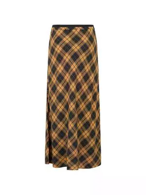 Pinko Rhinestone-embellished Tartan-print Skirt