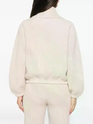 ELY ELY Ribbed Knit Zip-up Cardigan