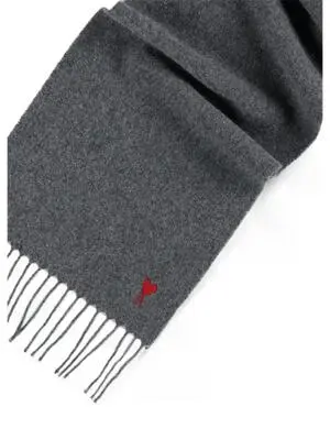 AMI Paris De Coeur Fringed Scarf