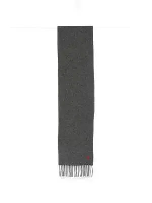 AMI Paris De Coeur Fringed Scarf - Grey