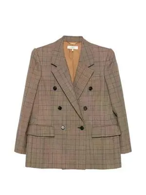 Chloé Chloé Double-Breasted Check Blazer Brown