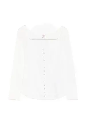 RE/DONE Olivia Press-stud Top Scoop Neck Long Sleeve