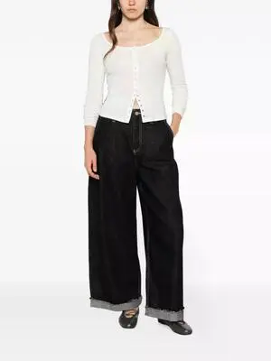 RE/DONE Olivia Press-stud Top Scoop Neck Long Sleeve