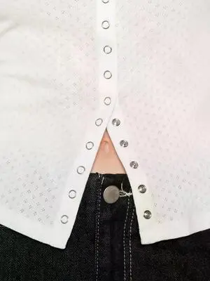 RE/DONE Olivia Press-stud Top Scoop Neck Long Sleeve