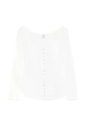 RE/DONE Olivia Press-stud Top Scoop Neck Long Sleeve