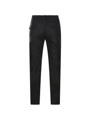 Eleventy Herringbone Pattern Drawstring Trousers - Black