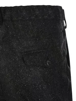 Eleventy Herringbone Pattern Drawstring Trousers - Black