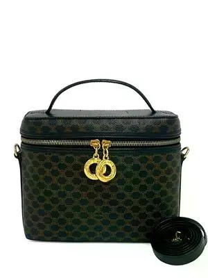 Celine 1996 Macadam Coated Canvas Vanity Bag Satchel - Brown