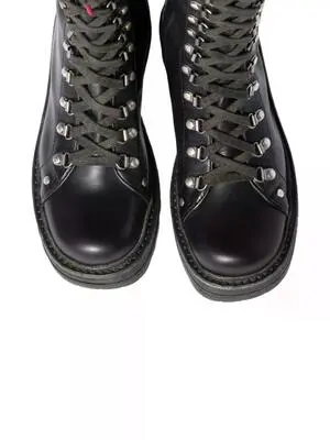 Miu Miu Leather Knee-high Lace-up Boots With Chunky Sole