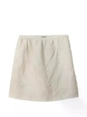 Miu Miu Flared Linen Skirt - Neutrals