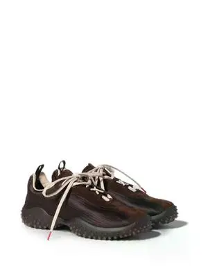 Miu Miu Bubble Technical Fabric And Suede Sneakers - Brown