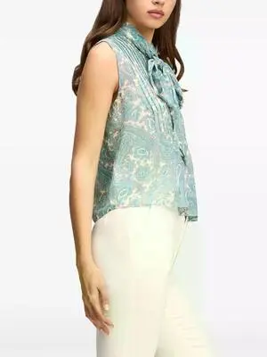 Cinq À Sept Sleeveless Paisley Print Pussy-bow Top - Blue