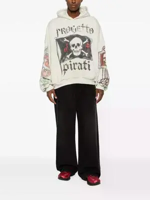 PDF Graphic-print Drawstring Hoodie - Grey