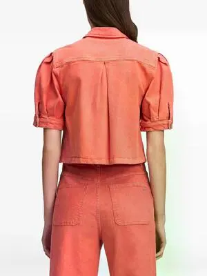 Cinq À Sept Puff-sleeve Cropped Denim Top