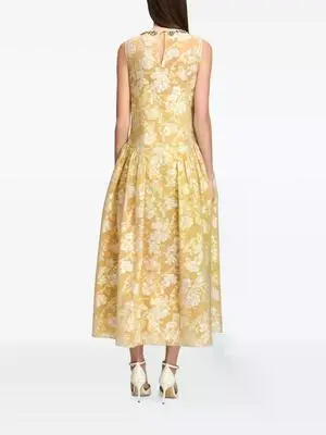 Cinq À Sept Florence Floral-jacquard Midi Dress With Crystal Embellishments