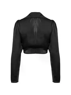 PARAMIDONNA Pearl Cropped Tie-front Shirt