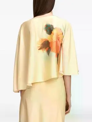 Cinq À Sept Watercolor Floral Print Asymmetrical One-shoulder Top