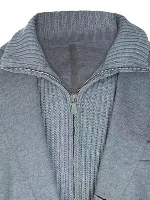 Eleventy Layered Jacket With Ribbed Knit Sleeves