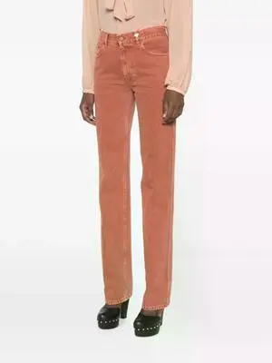Chloé Straight Leg Jeans In Crimson Brown Denim