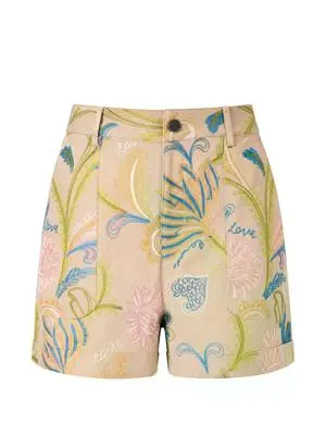 Cinq À Sept Addie Embroidered Mini Shorts - Neutrals