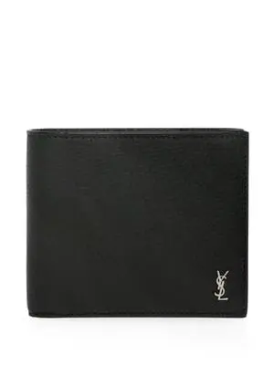 Saint Laurent Tiny Cassandre East/west Wallet In Grained Leather - Green