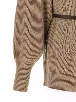 Brunello Cucinelli Belted Ribbed-knit Wool Cardigan