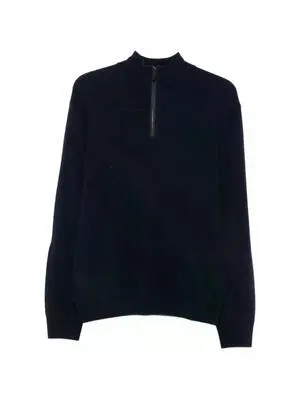 Canali Half-zip Waffle-knit Sweater - Blue