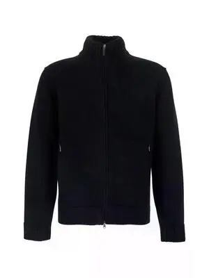 KANGRA Merino Wool Zip-up Cardigan - Black