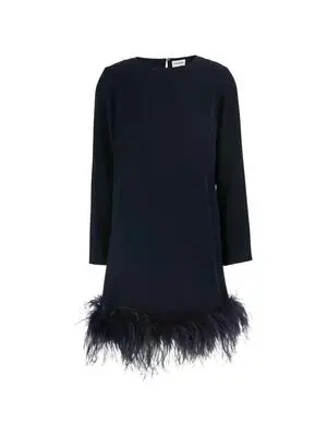 P.a.r.o.s.h Feather-trim Bow-detail Mini Dress