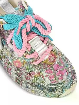 Kurt Geiger Floral Sequin Embellished Lace-up Sneakers