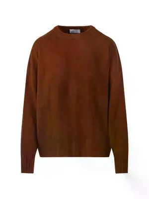 BEYOU Ribbed Detail Drop Shoulder Sweater - Brown