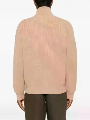 Canali Zip-up Ribbed Knit Sweater