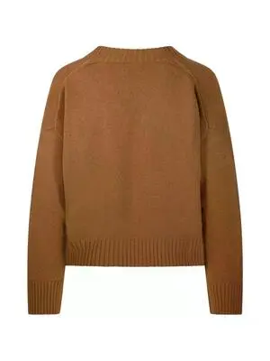 BEYOU V-neck Sweater With Drop Shoulder And Ribbed Details