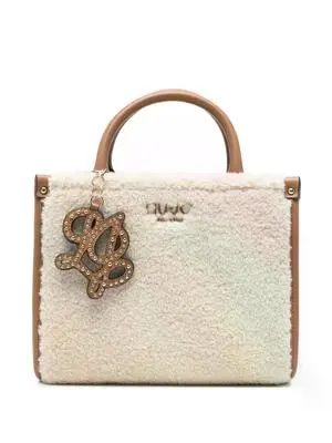 Liu Jo Faux-shearling Logo Plaque Tote Bag - Neutrals
