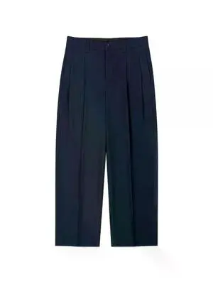 LANEUS Pleated Wide-leg Trousers - Blue