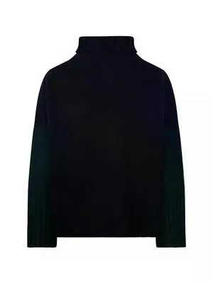 BEYOU Turtleneck Patch-pocket Sweater - Blue
