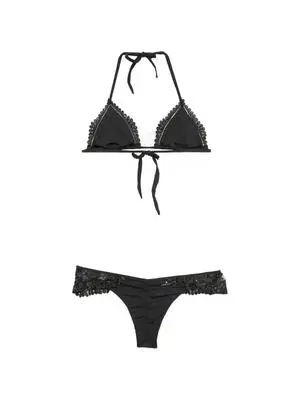PIN-UP STARS Halterneck Bikini With Lace Trim And Floral Embroidery