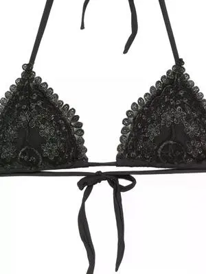 PIN-UP STARS Halterneck Bikini With Lace Trim And Floral Embroidery