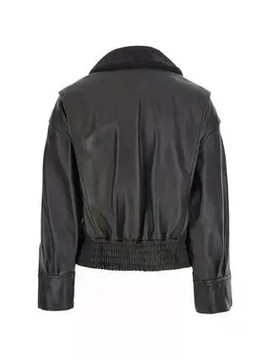 IVY OAK Laila Textured-collar Leather Jacket