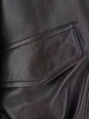 IVY OAK Laila Textured-collar Leather Jacket