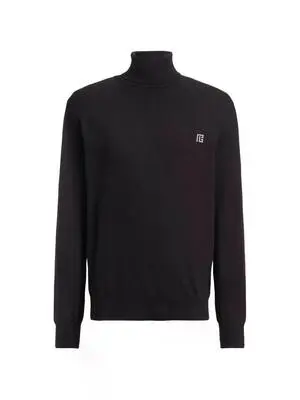 Balmain Logo-embroidered Turtleneck Sweater - Blue