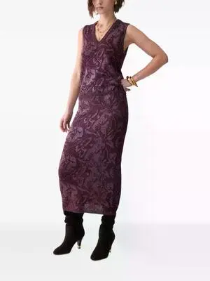 Liu Jo Floral Jacquard Metallic Sleeveless Top - Purple