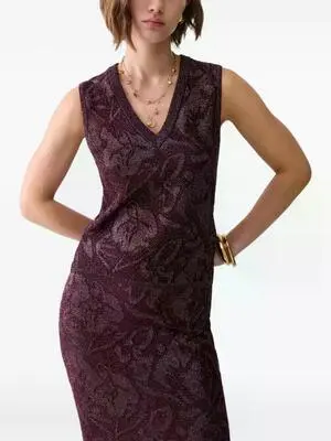 Liu Jo Floral Jacquard Metallic Sleeveless Top - Purple