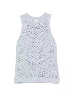 Eleventy Sequin Embellished Open-knit Vest